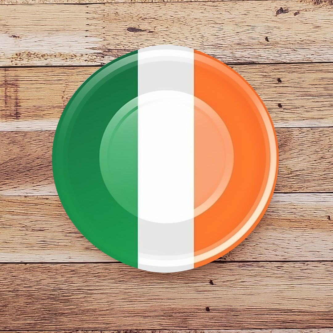 Premium Whimsical Round Irish Flag Vinyl Sticker - Circular Design ...