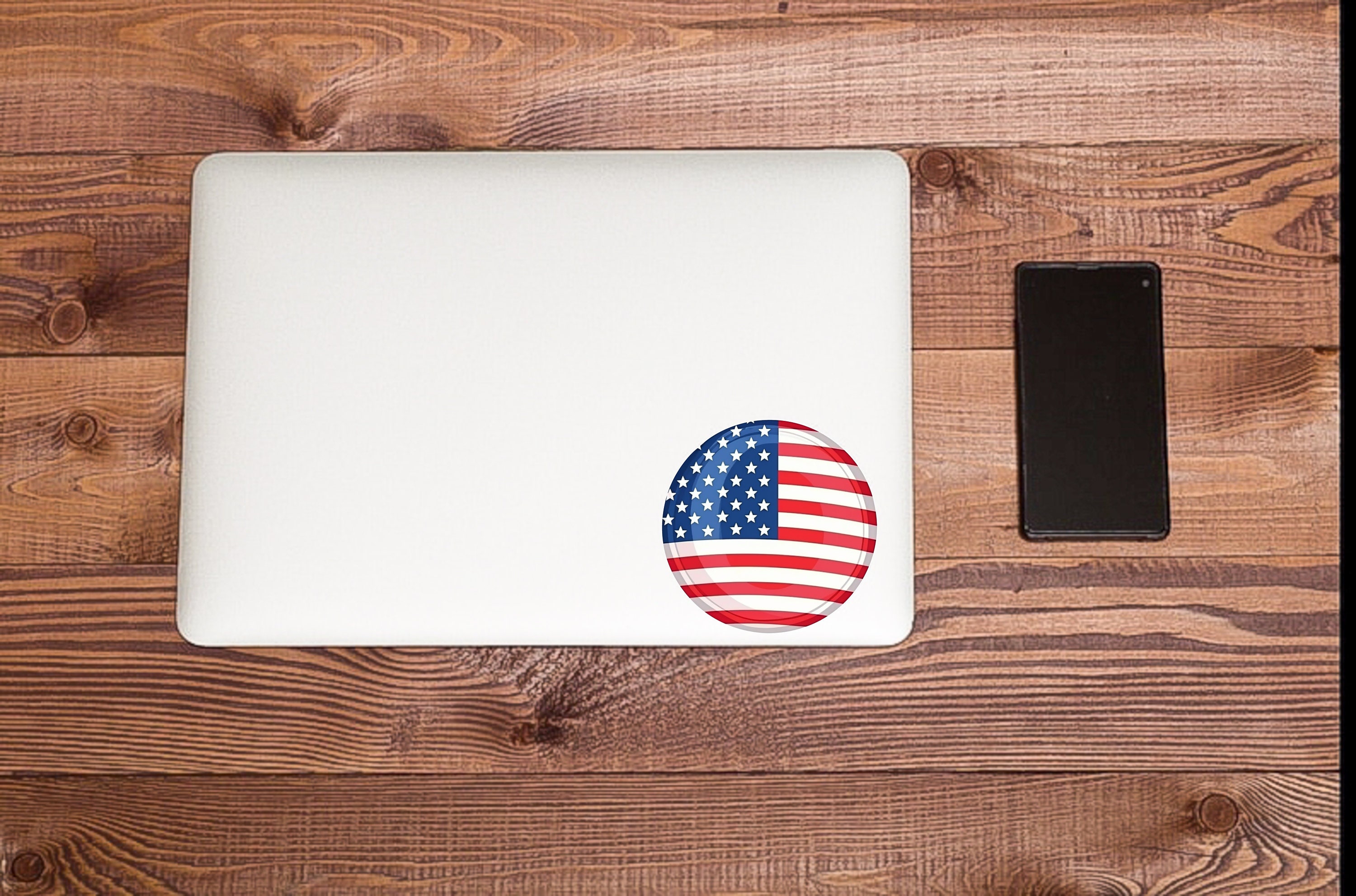 Premium Whimsical Round US Flag Vinyl Sticker Circular Design, Vibrant ...