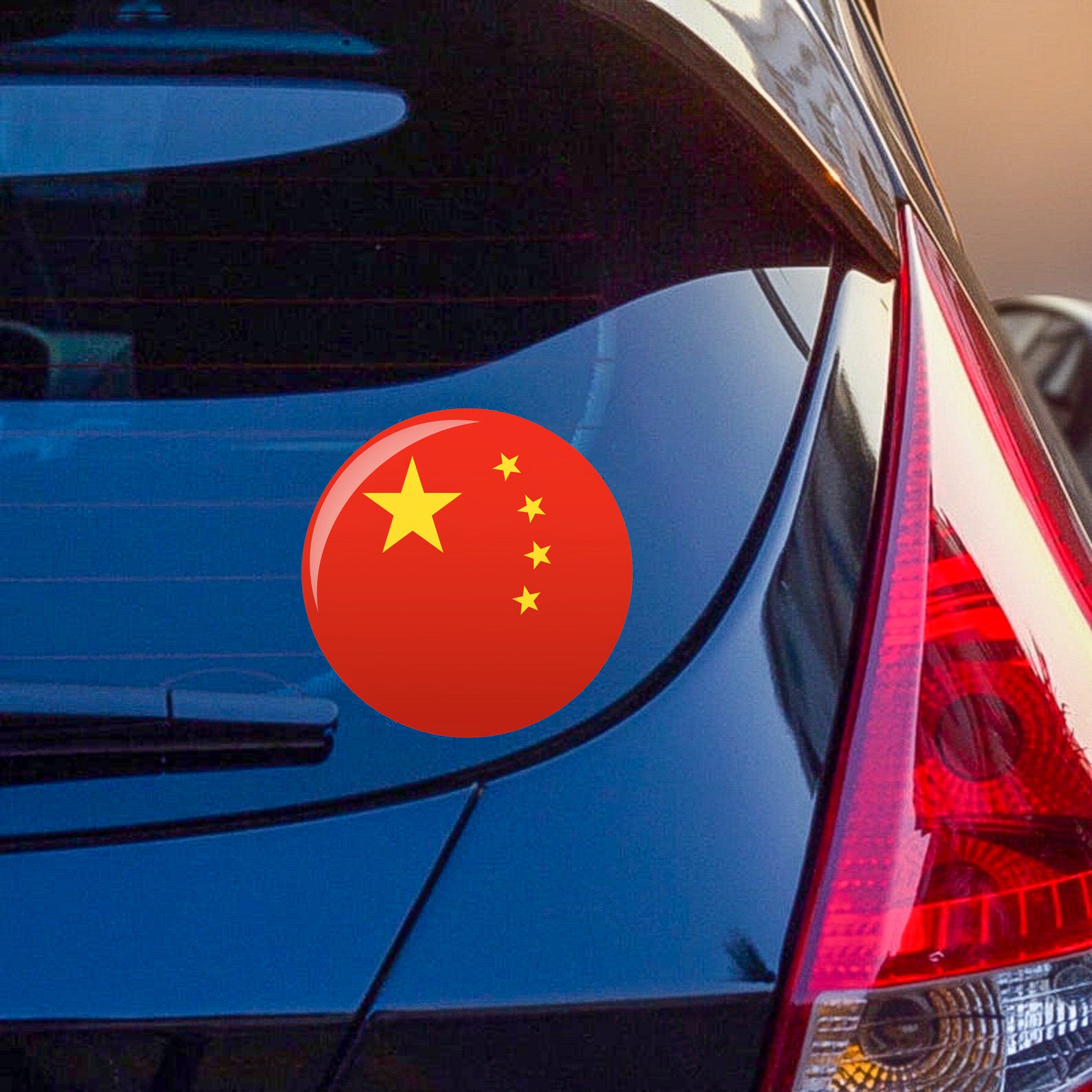 Premium Whimsical Round China Flag Vinyl Sticker - Circular Design ...