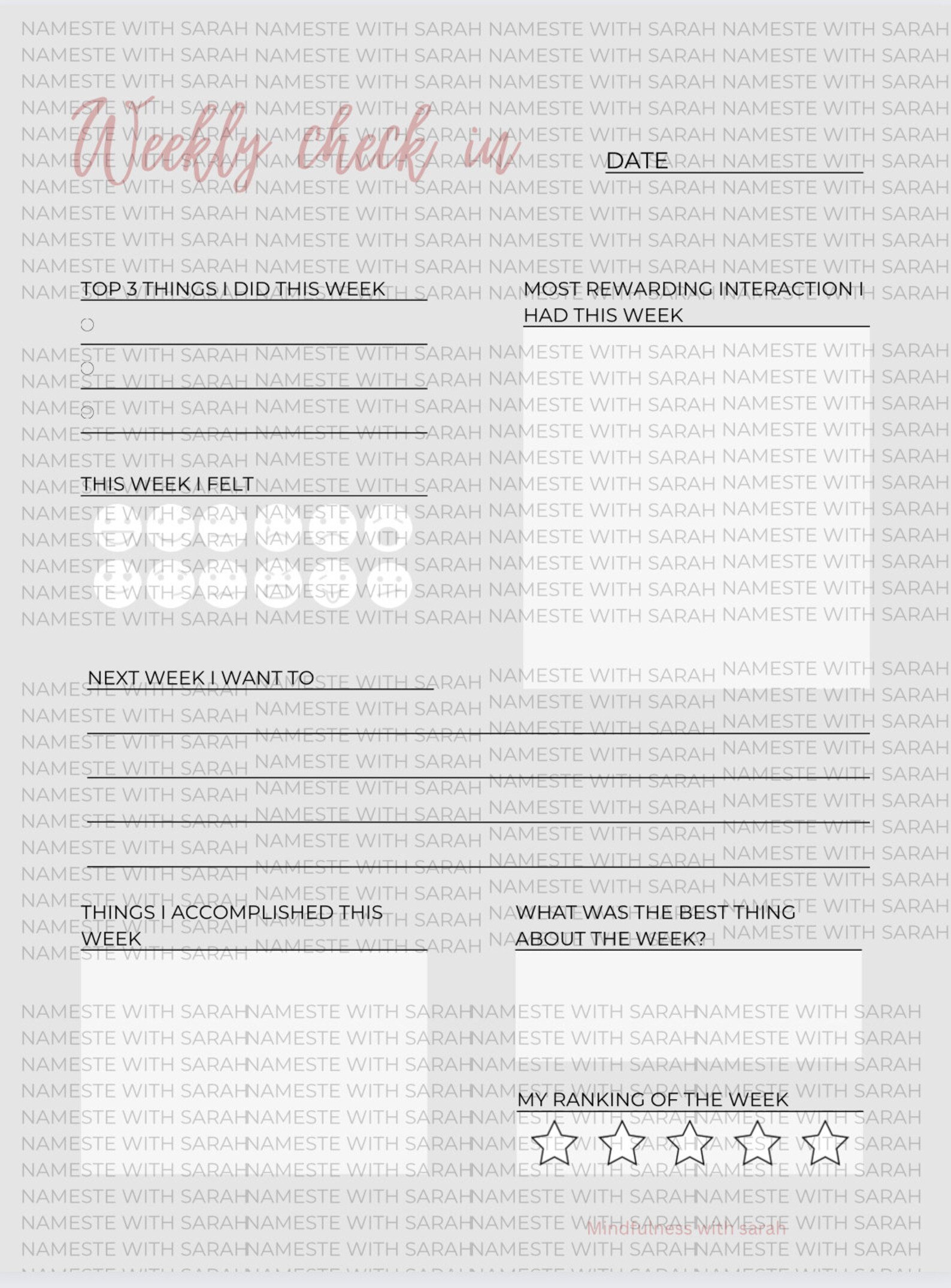 Printable Weekly Check In - Etsy