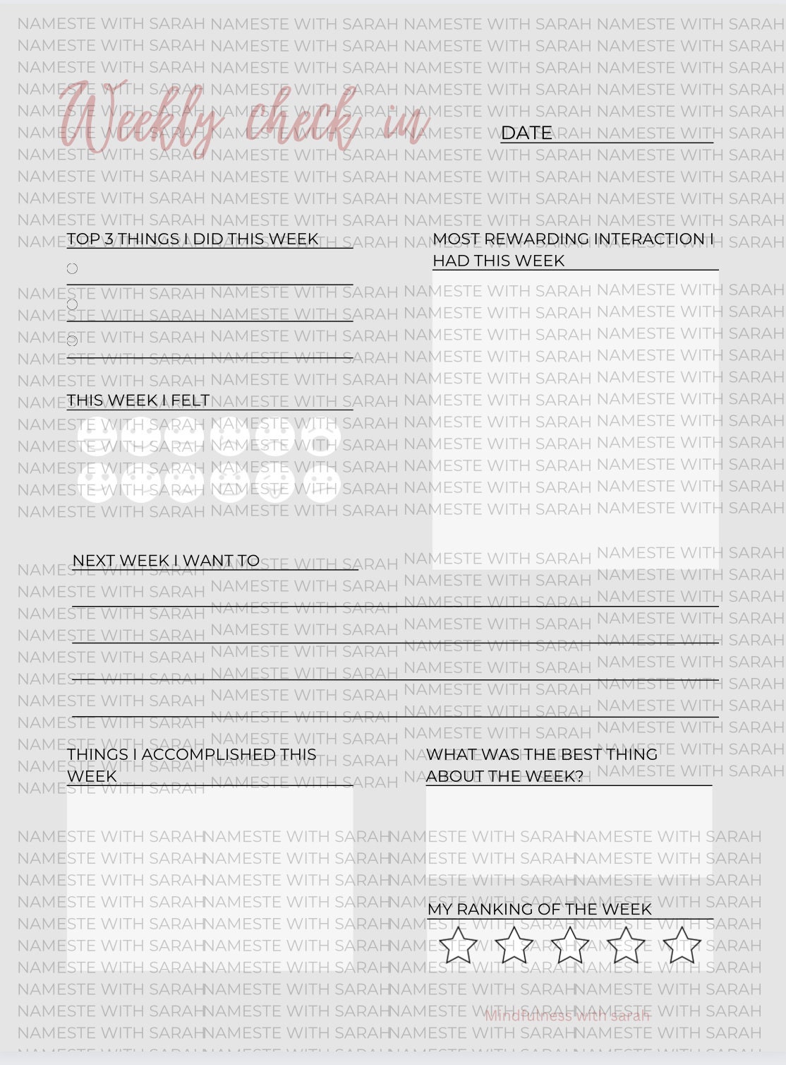 Printable Weekly Check In - Etsy