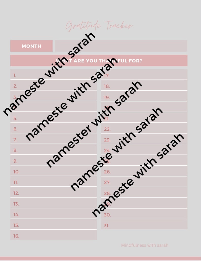 Gratitude Tracker Printable - Etsy