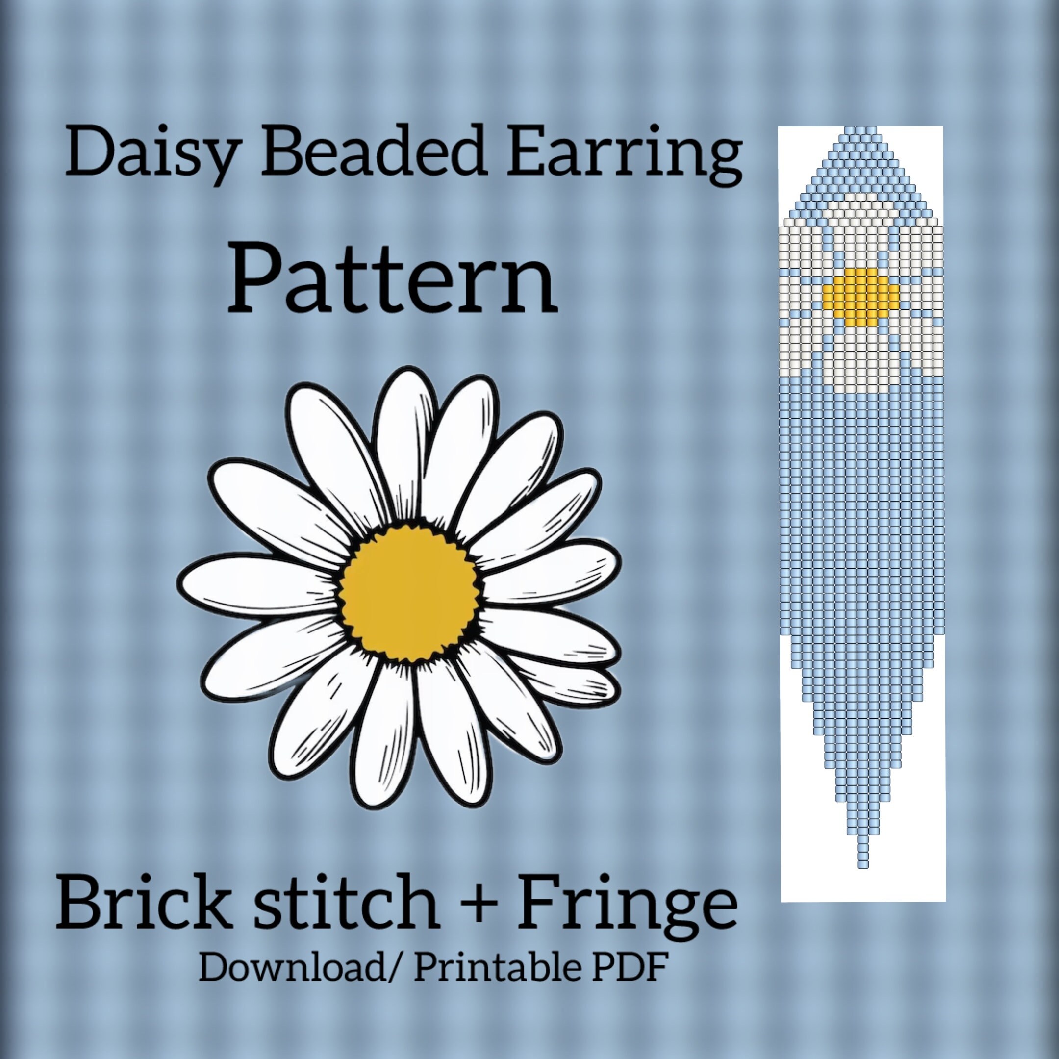 Daisy Beaded Fringe Earring Pattern, Brick Stitch Fringe Pattern ...