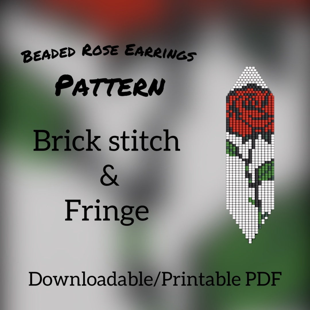 Beaded Rose Bead Fringe Earring Pattern, Brick Stitch + Fringe Pattern ...