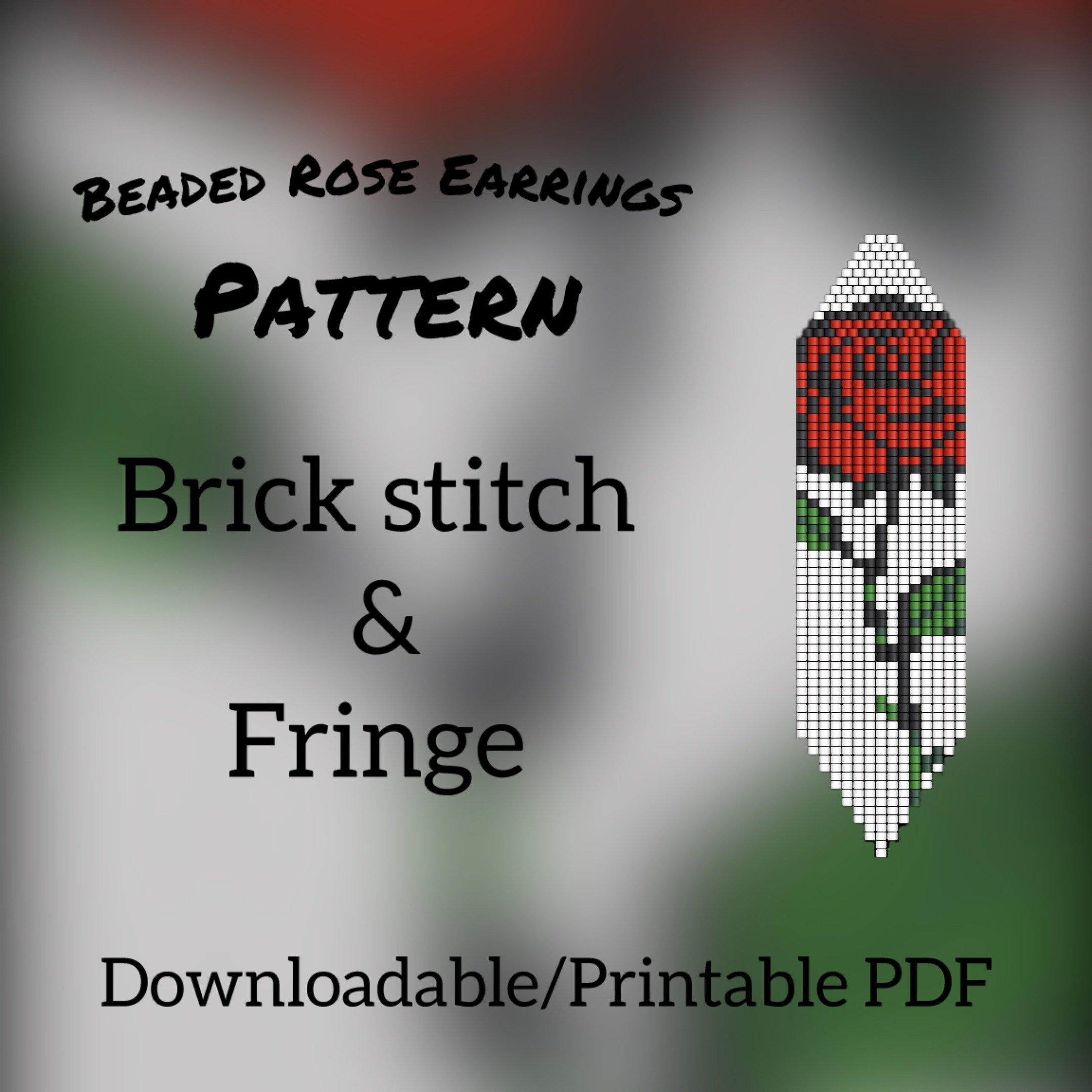 Beaded Rose Bead Fringe Earring Pattern, Brick Stitch + Fringe Pattern, Miyuki 11/0 Delica - Etsy