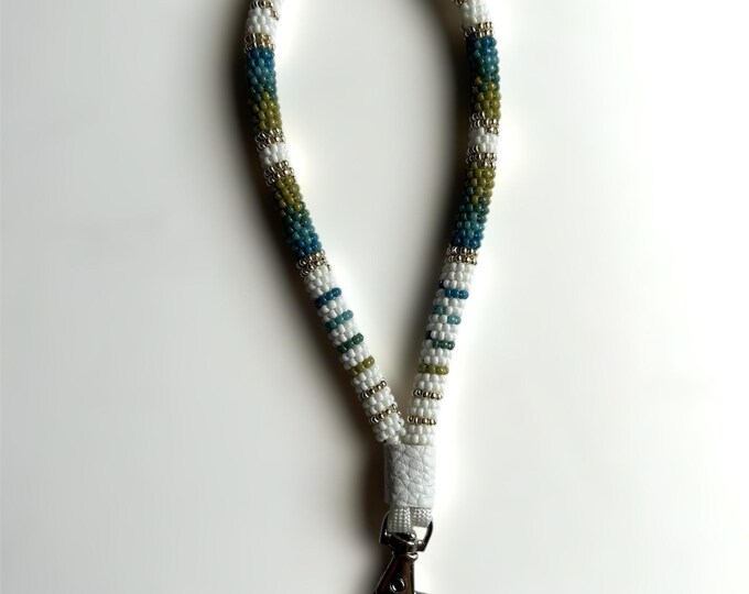 Indigenous Created Beaded Keychain Lanyard - Handmade Wristlet Key ...