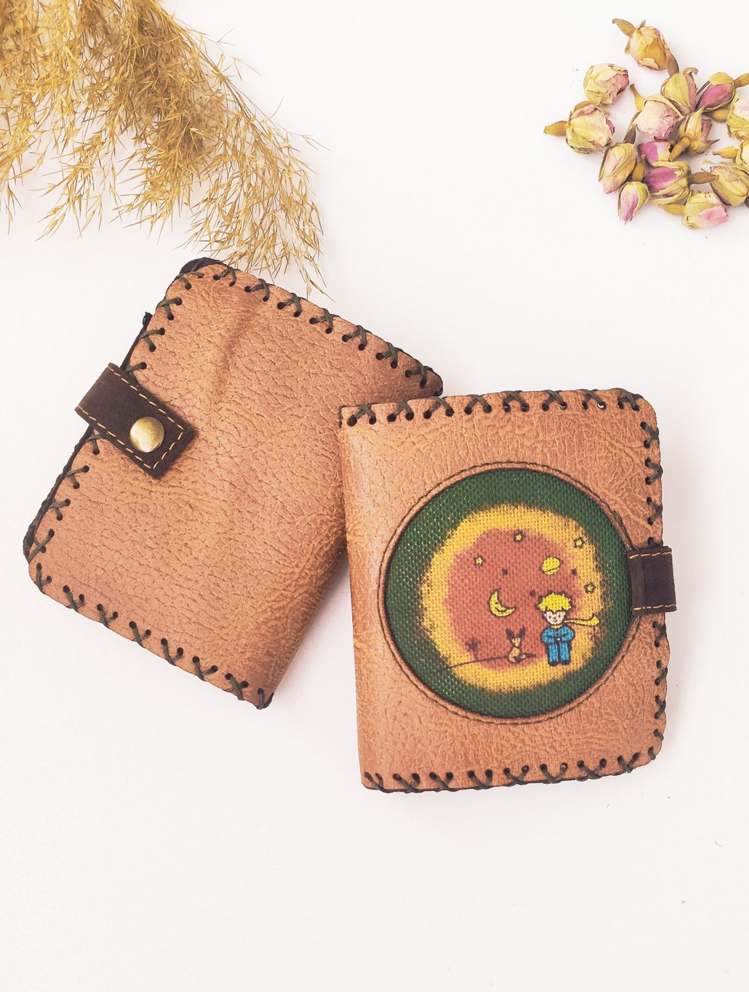 Little Prince Design Wallet, Hand Stitched Engraved Purse, Personalized ...