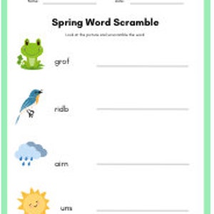 Printable Spring Word Scramble - Etsy