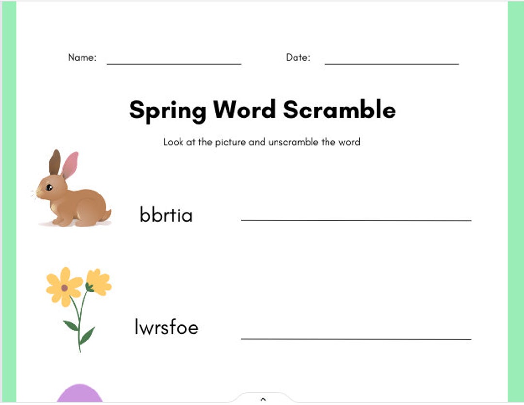 Printable Spring Word Scramble - Etsy