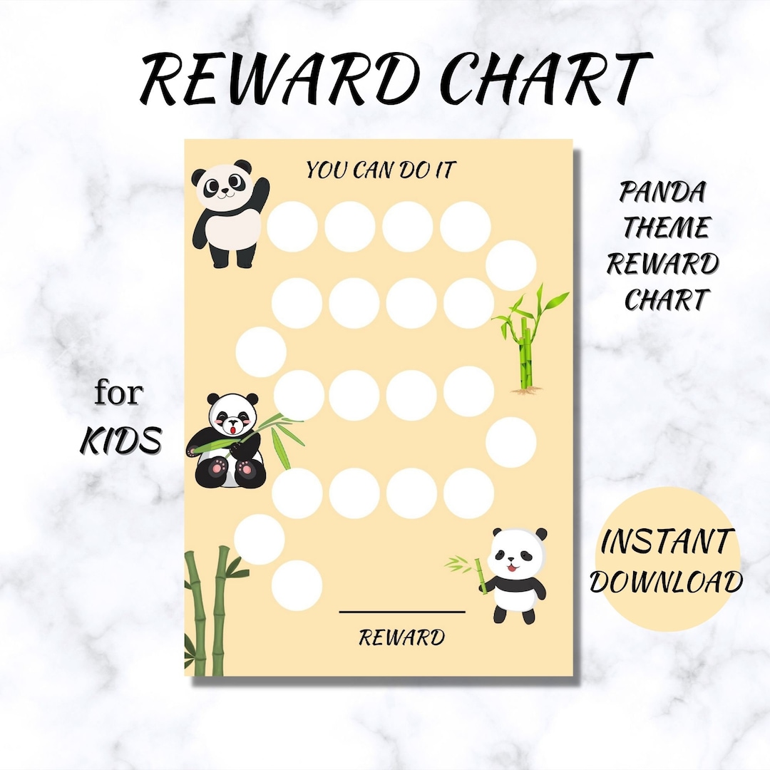 Panda Theme Reward Chart for Kids Printable Reward Chart - Etsy
