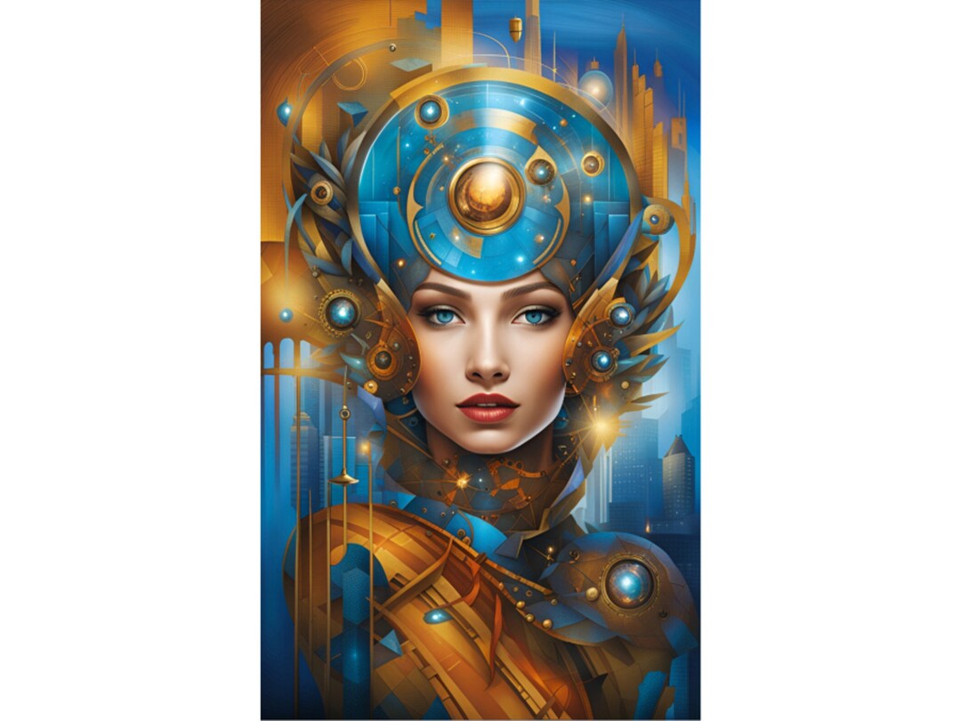 Enigmatic Allure Poster, Digital Reveries Escape, Enigmatic Woman ...