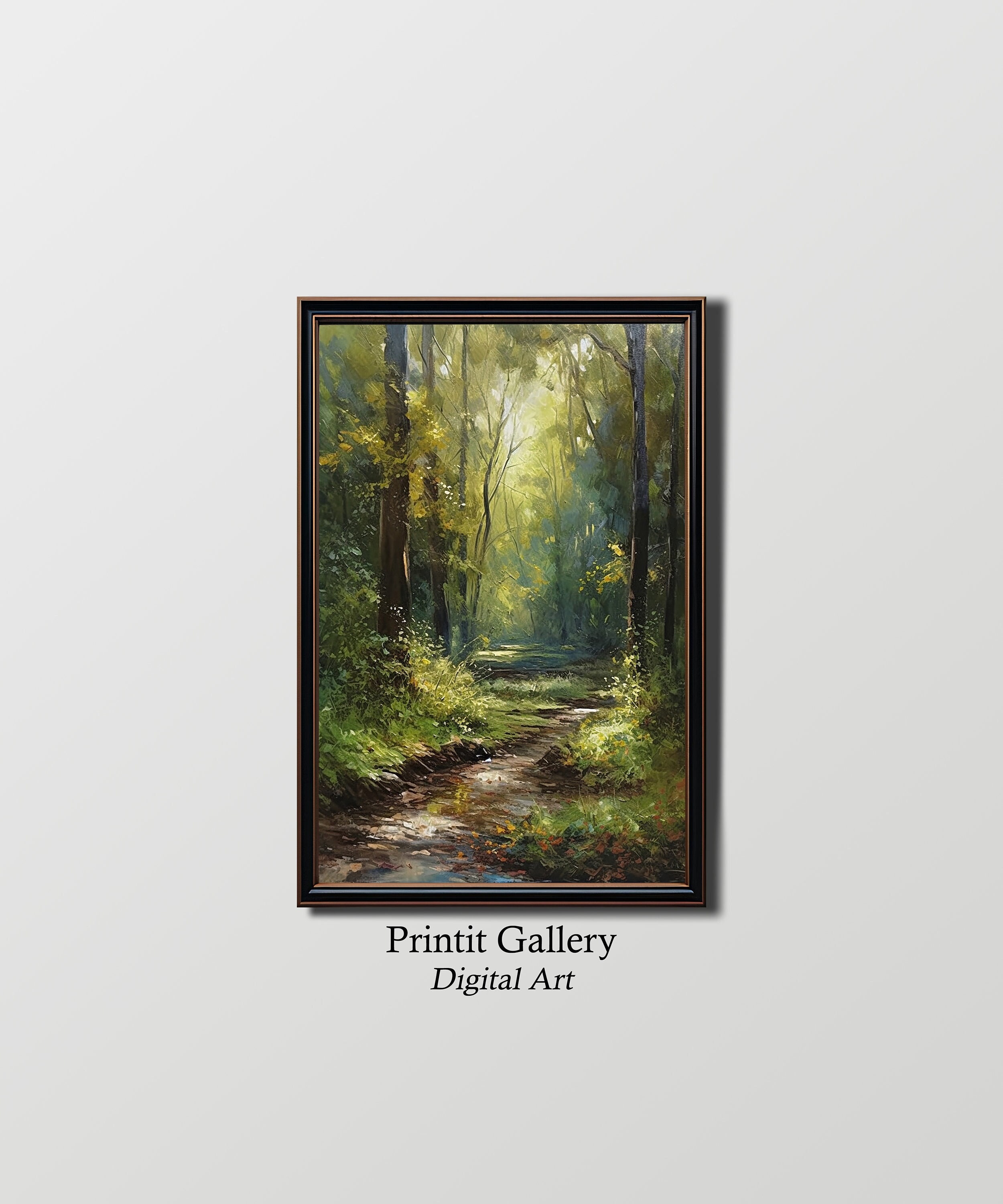 Forest Landscape Oil Painting Forest Art Print Digital - Etsy