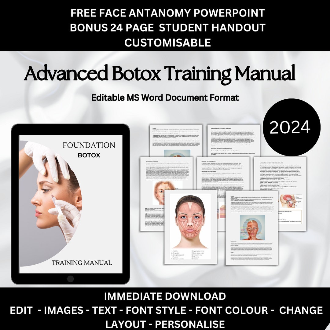 Advanced Botox Training Manual 2024 48 Pages Student Handout & Free ...