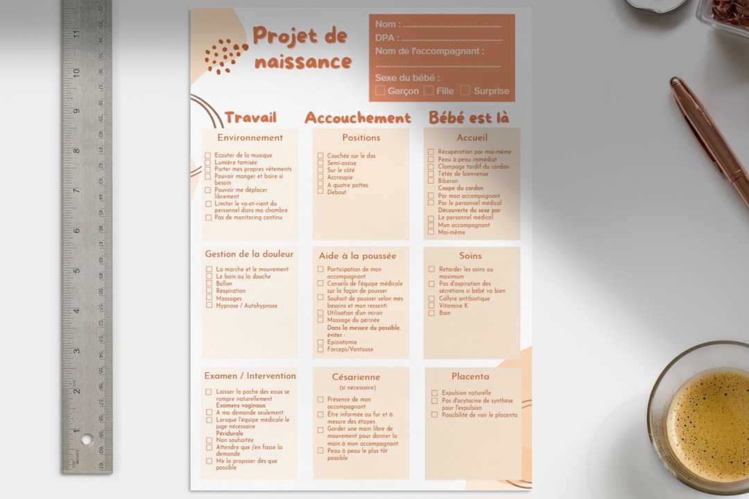Projet de naissance français à remplir Modèle de plan de naissance ...