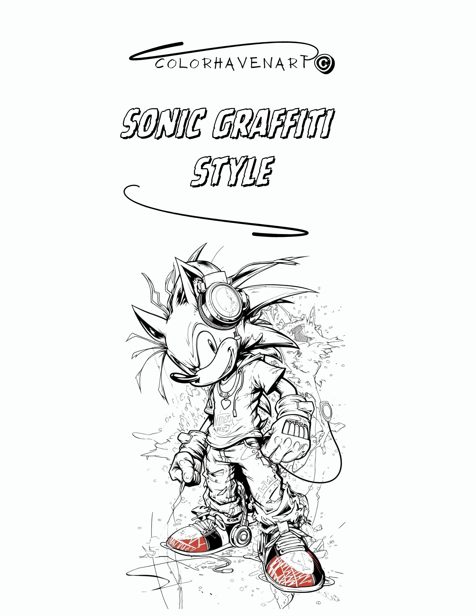 Sonic Graffiti Style A4 Pages Coloring Book Colorful Designs, Printable ...