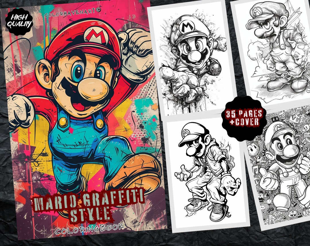 Mario Graffiti Style A4 Coloring Page Beautiful Graffiti Coloring Page ...