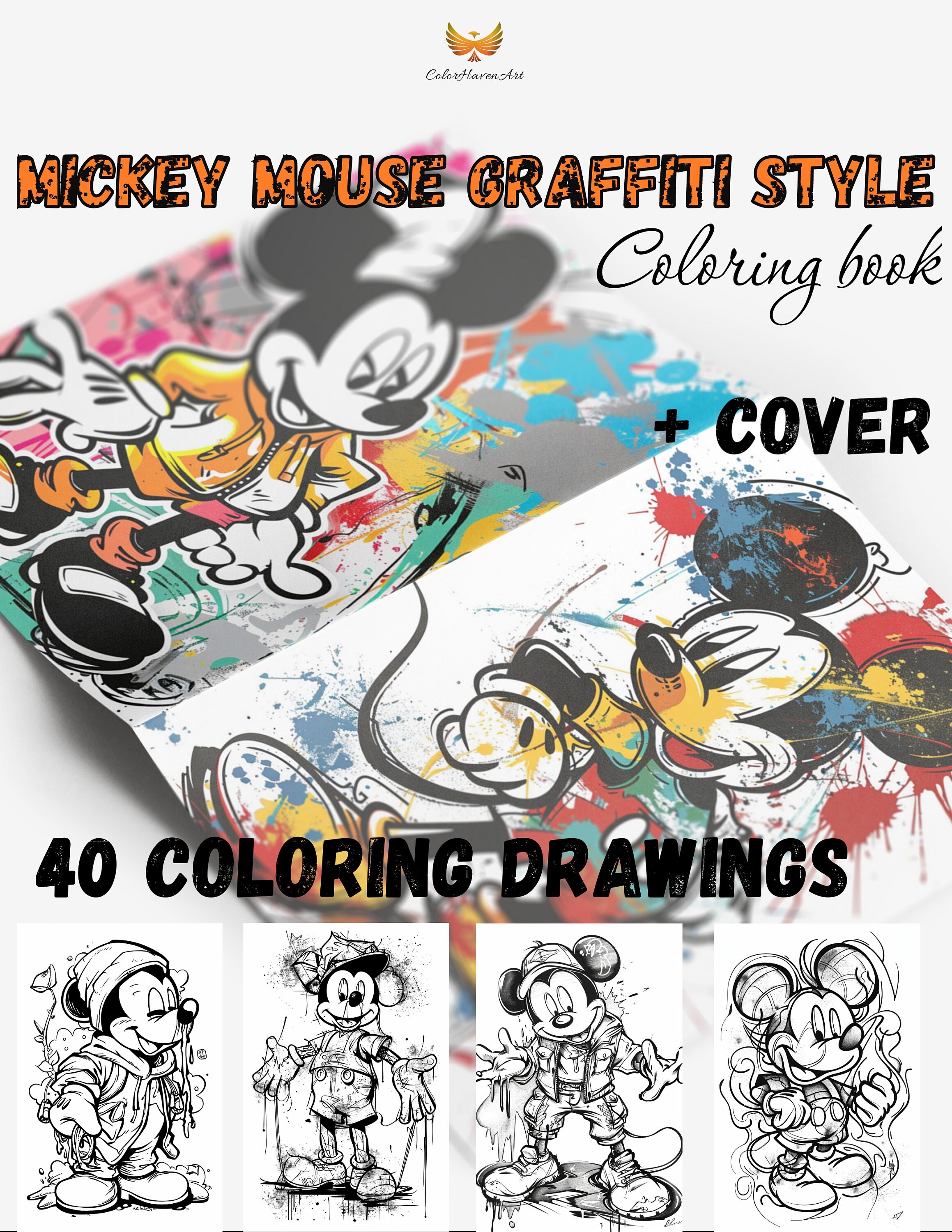 Mickey Mouse Graffiti Style free Coloring Book Colorful Designs ...