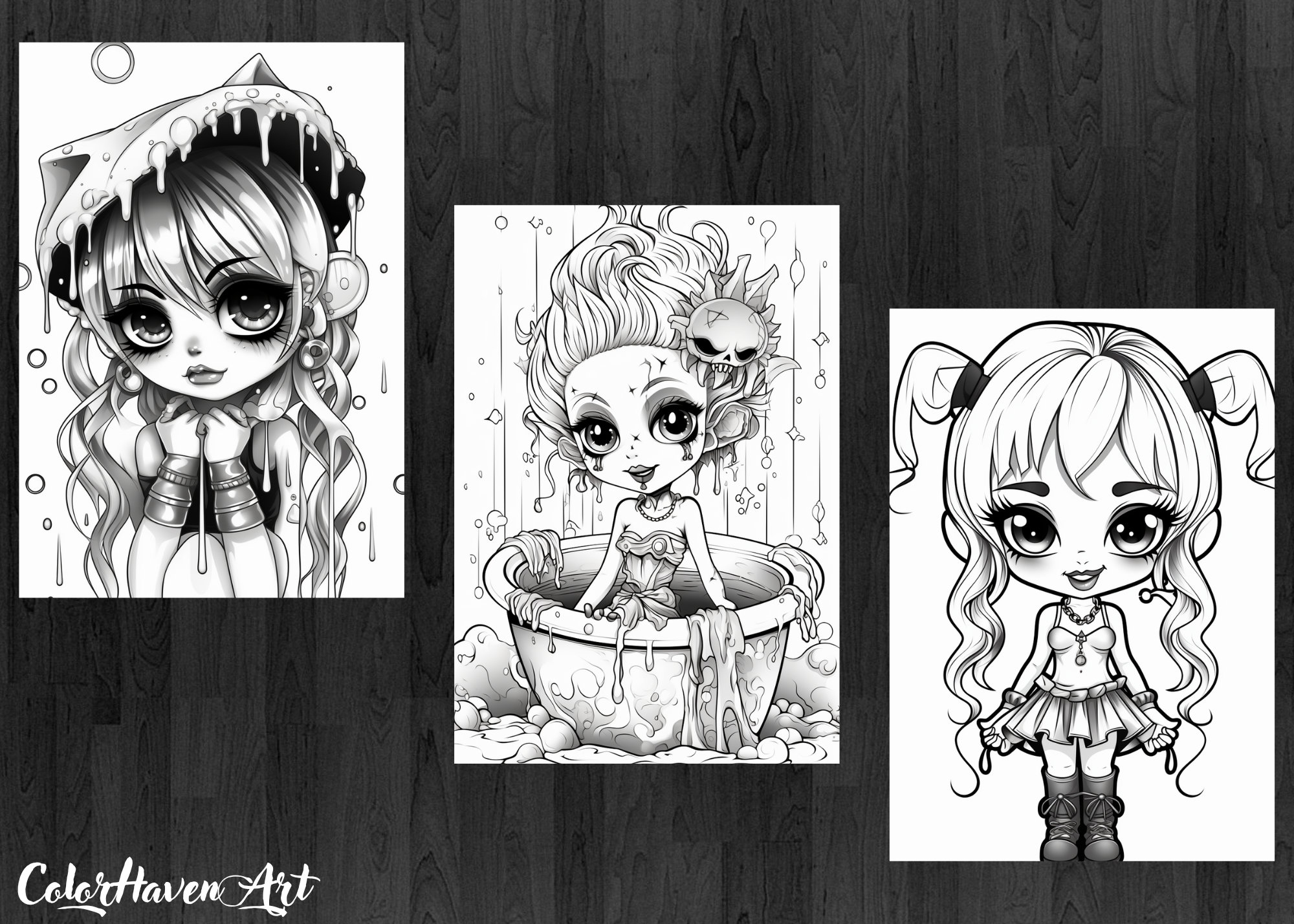 Gothic Girls Coloring Page 45 Printable PDF Instant - Etsy