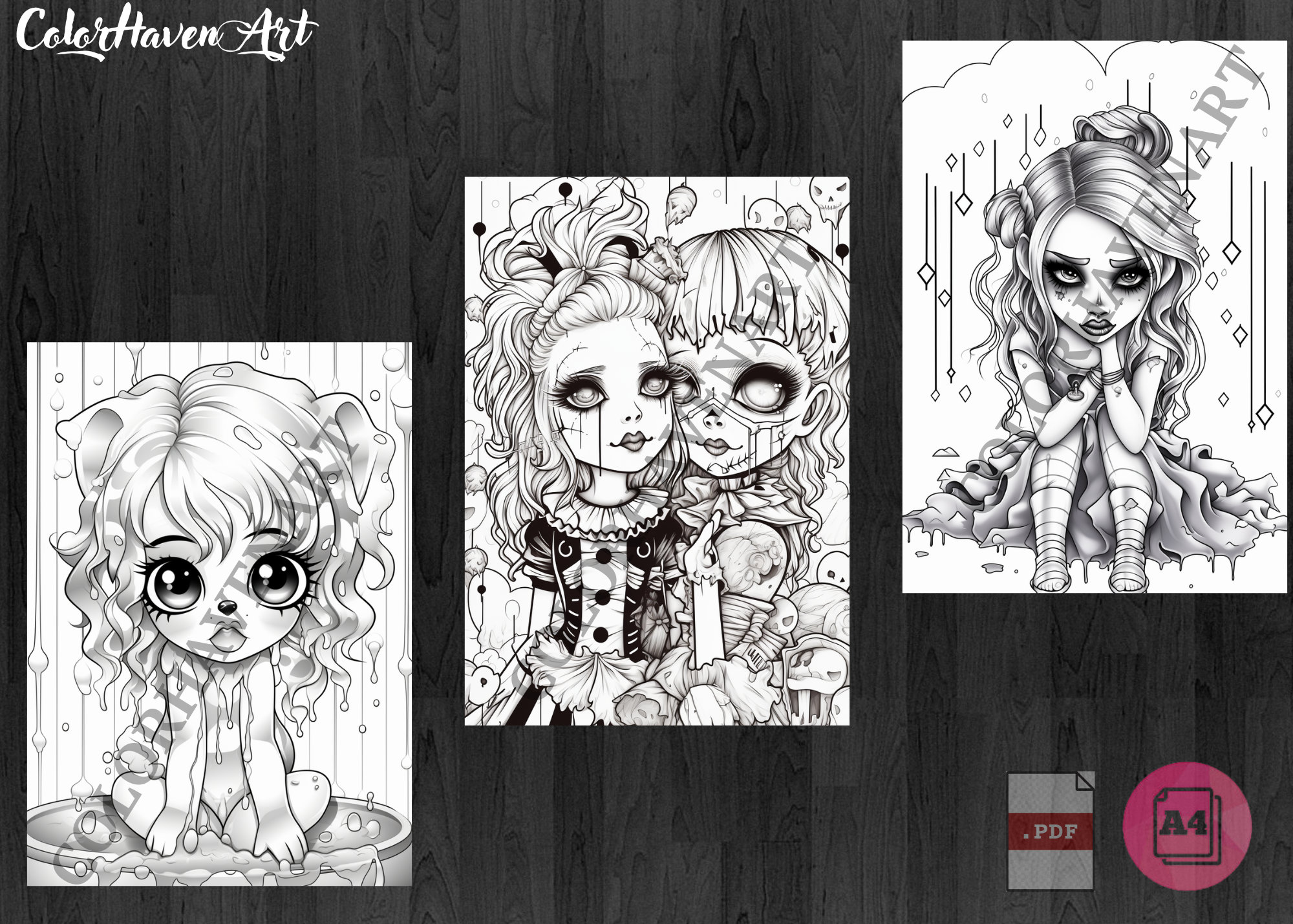 Gothic Girls Coloring Page 45 Printable PDF Instant - Etsy