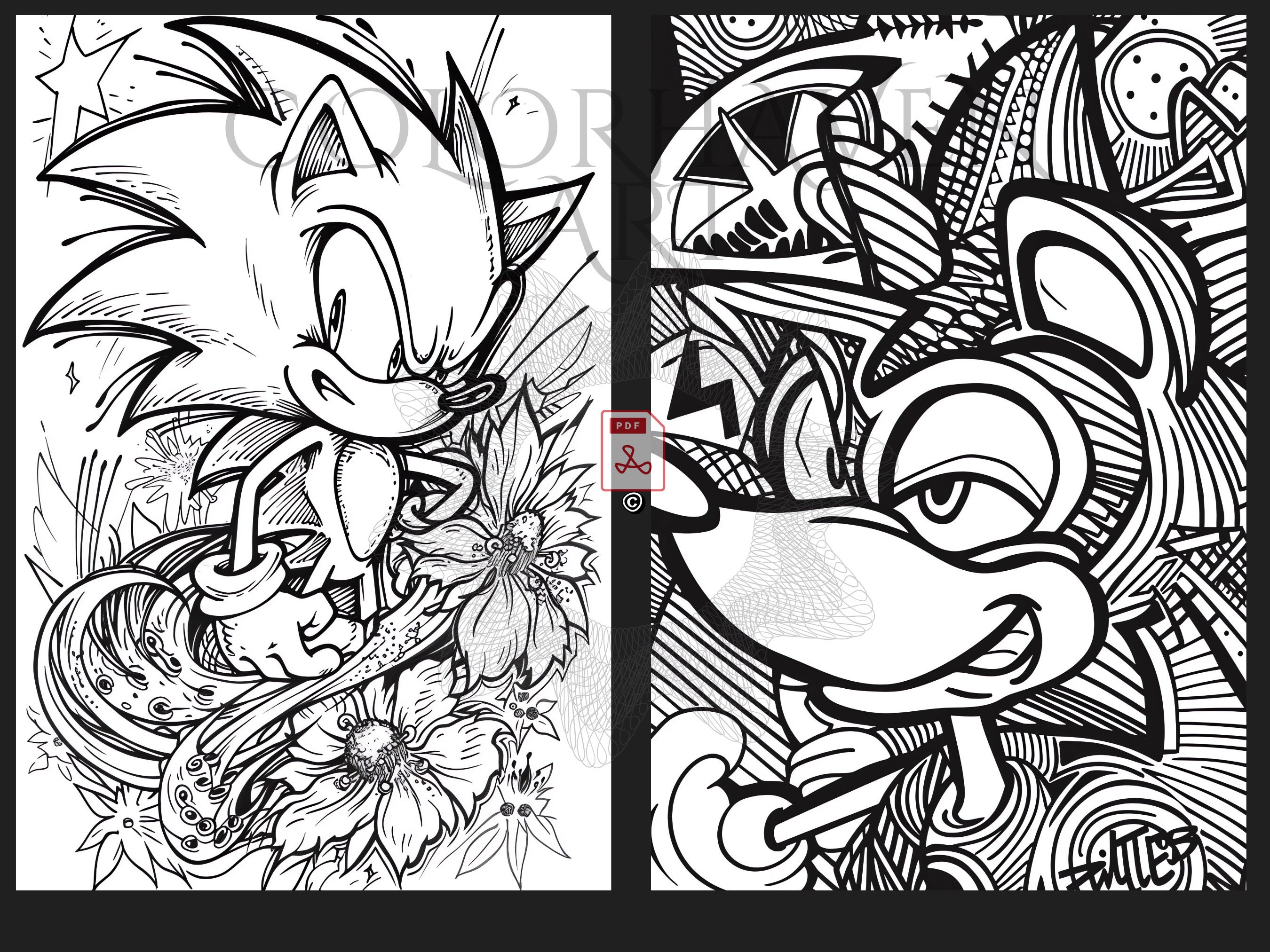 Sonic Graffiti Style A4 Pages Coloring Book Colorful Designs, Printable ...