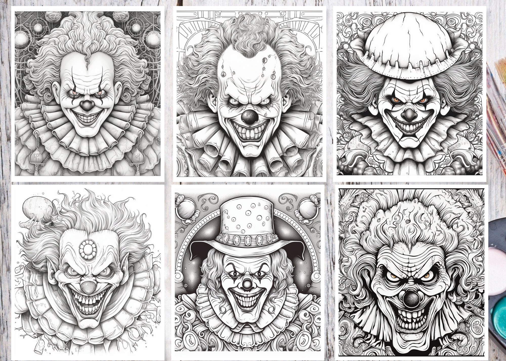 Sinister Sick Clown Coloring Book A4 Coloring Horror Pages - Etsy