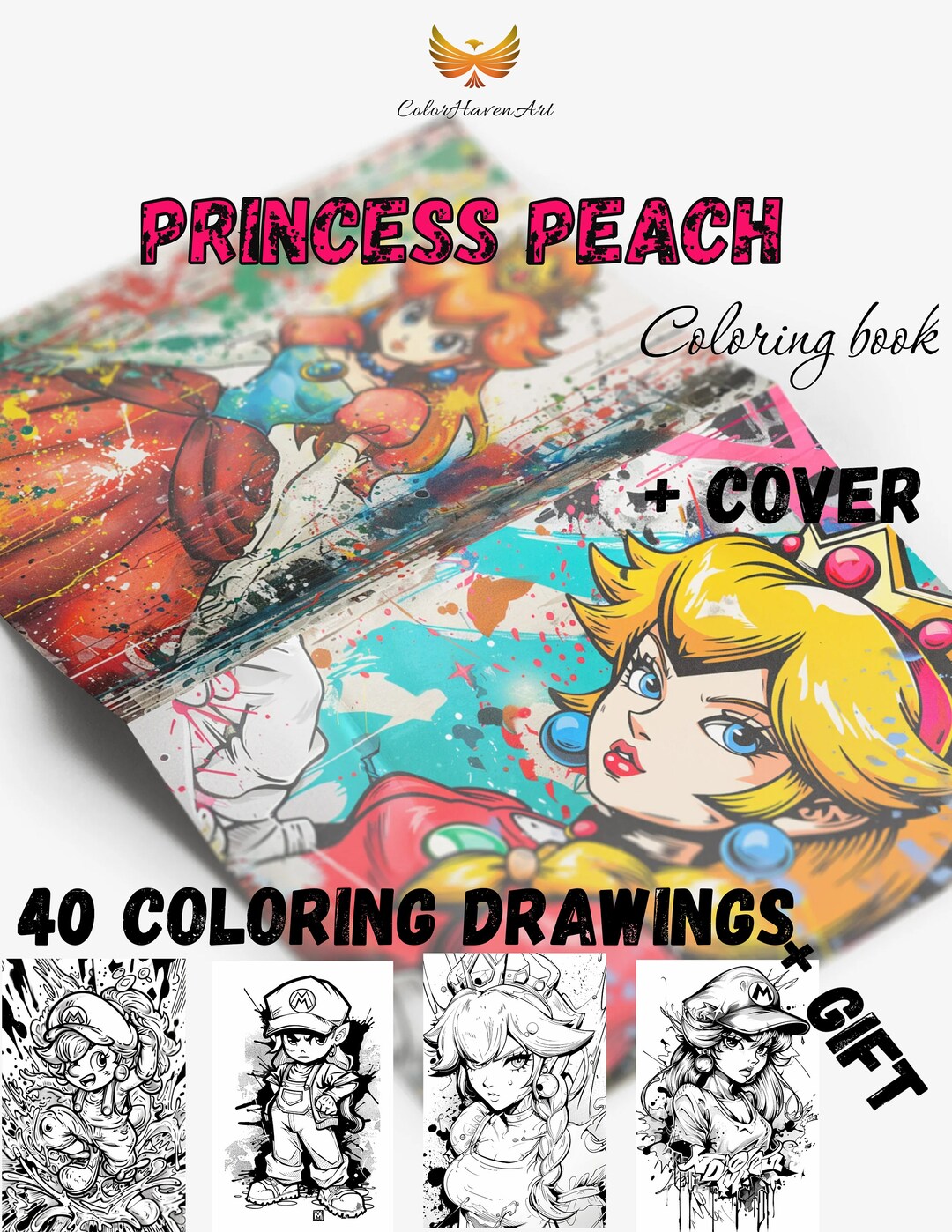 Digital Princess Peach Graffiti Style free Coloring Book Colorful ...