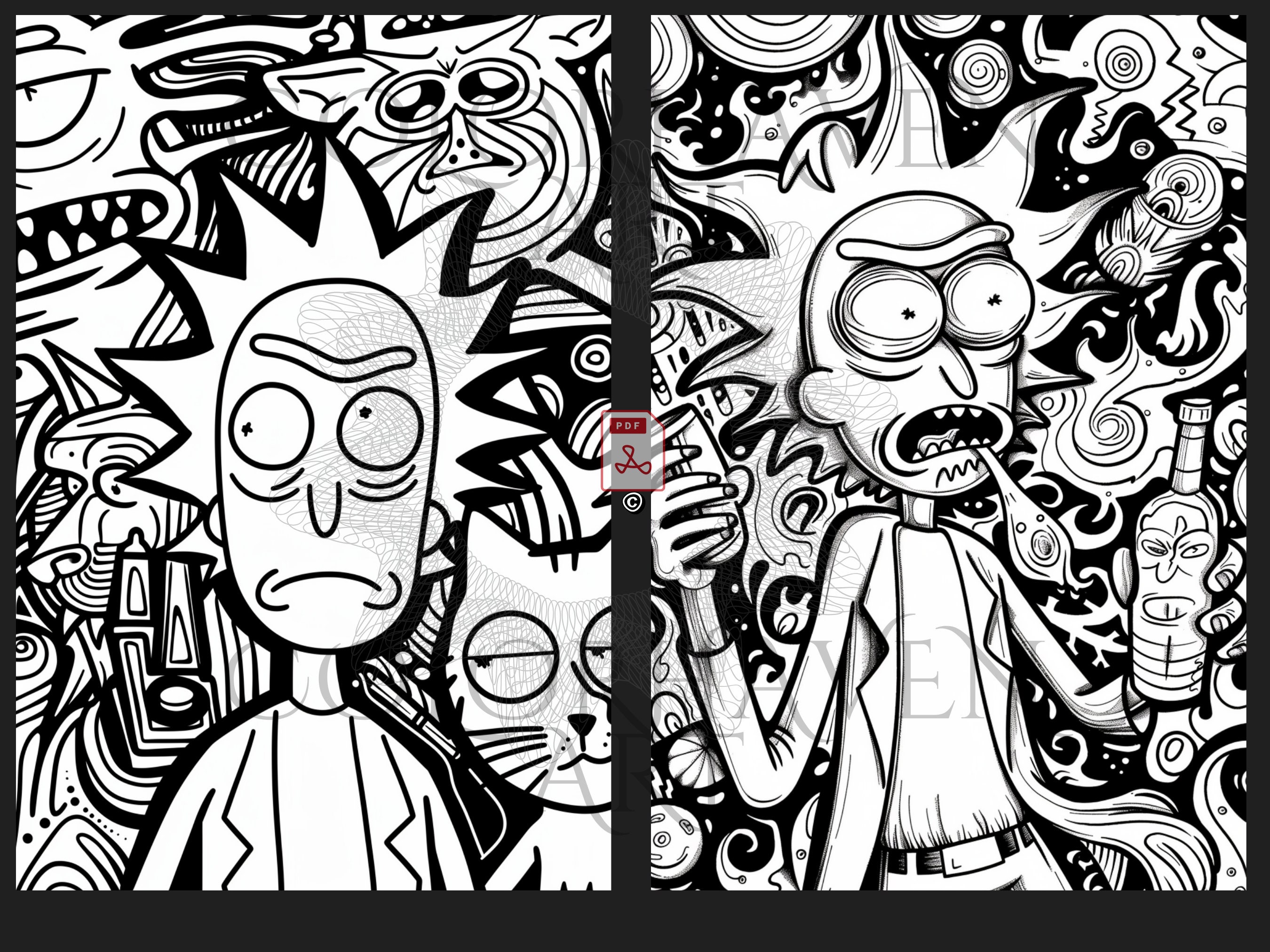 Rick and Morty Graffiti Style Colorful Designs, Printable Color Pages ...