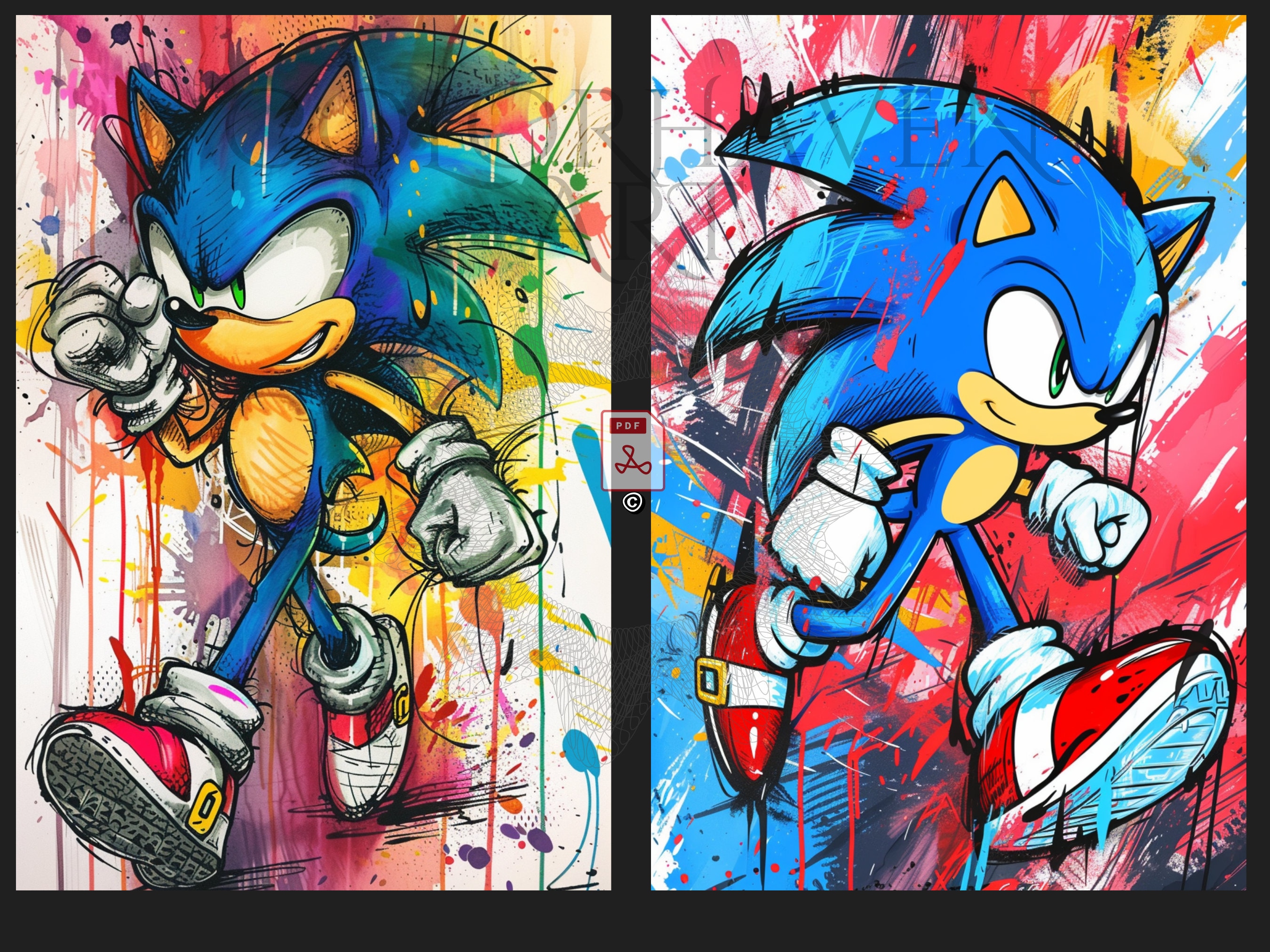 Sonic Graffiti Style A4 Pages Coloring Book Colorful Designs, Printable ...