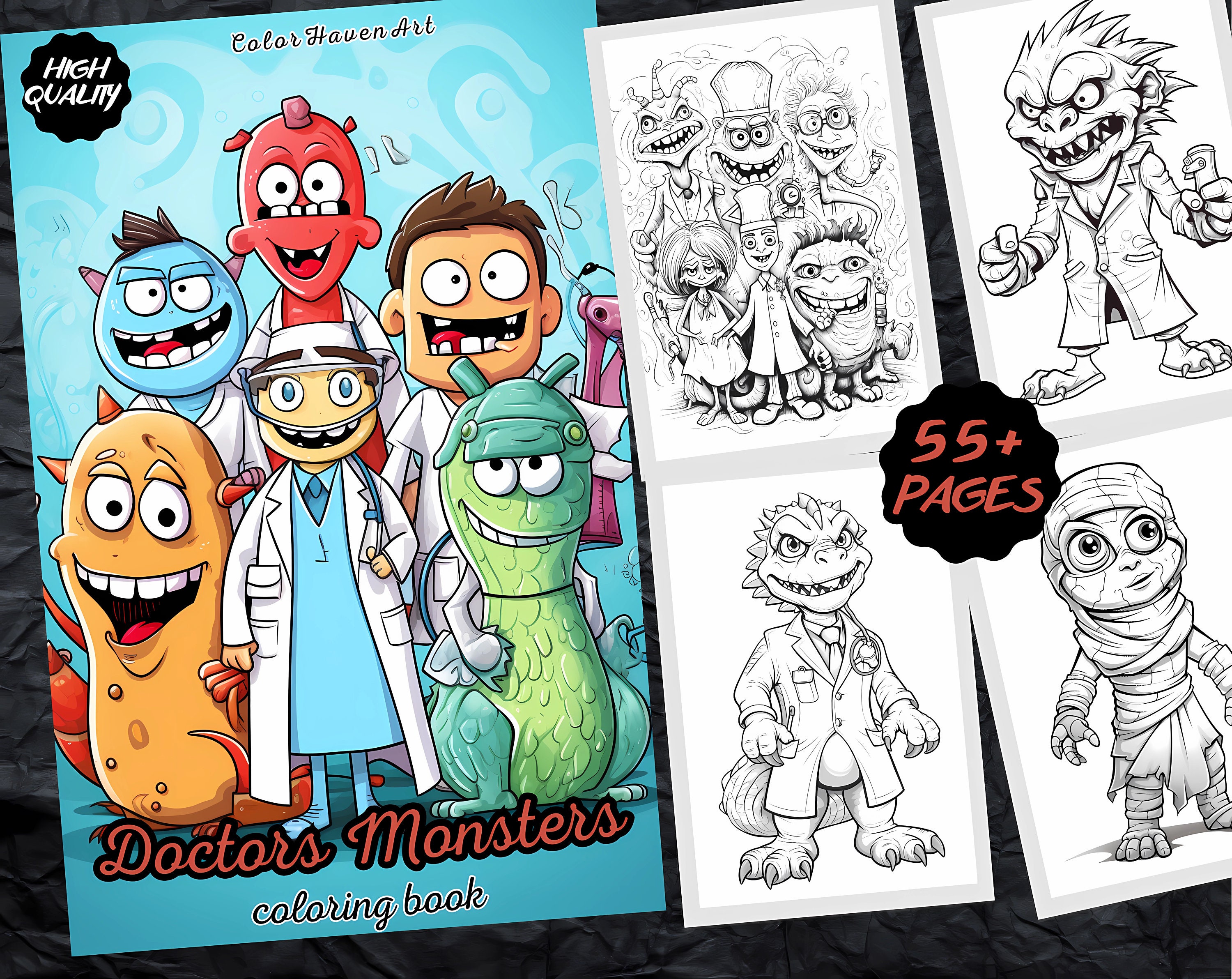 The Color Doctors Monsters A4 Coloring 55 Pages Activity Book: Coloring ...