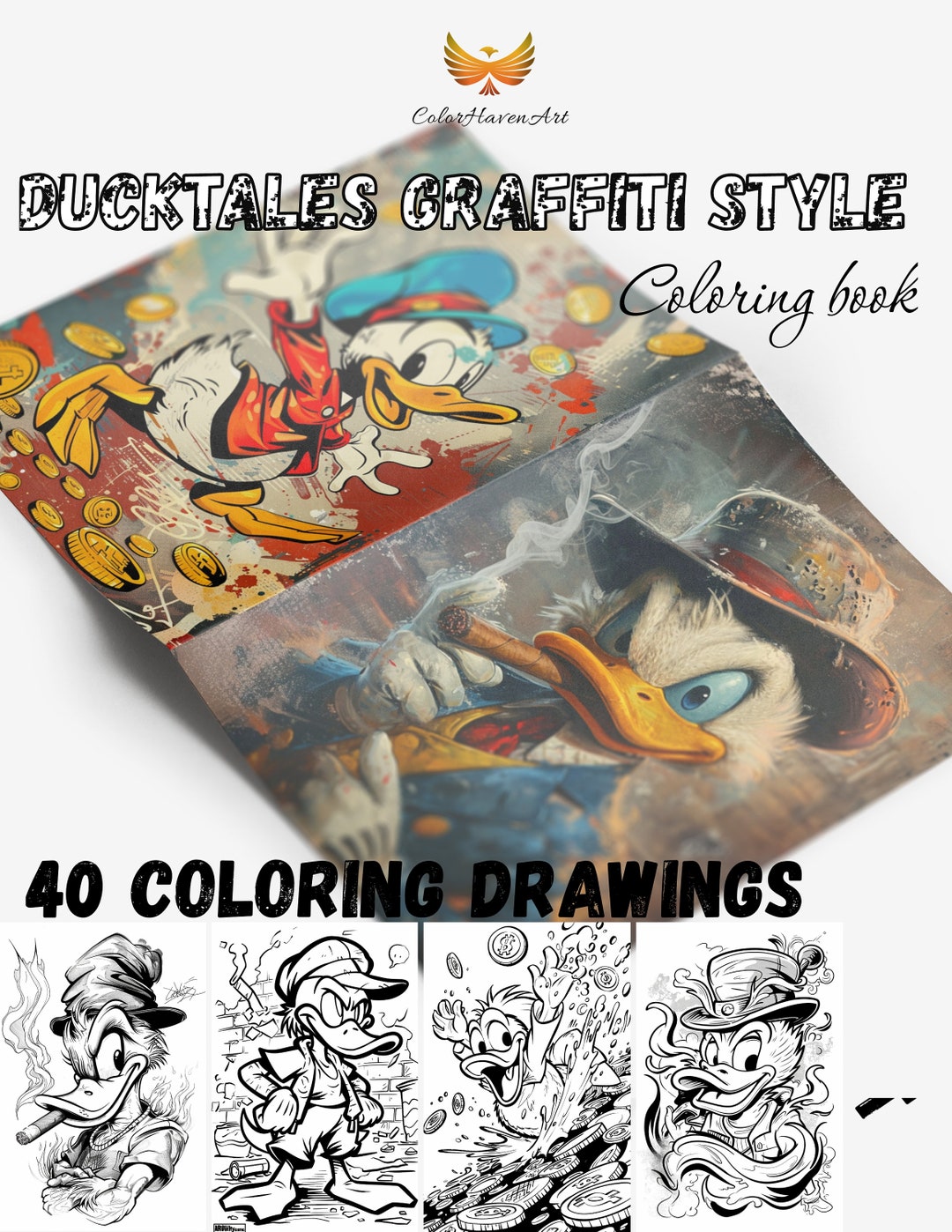Ducktales 40-pages Coloring Book Colorful Designs, Printable Coloring ...