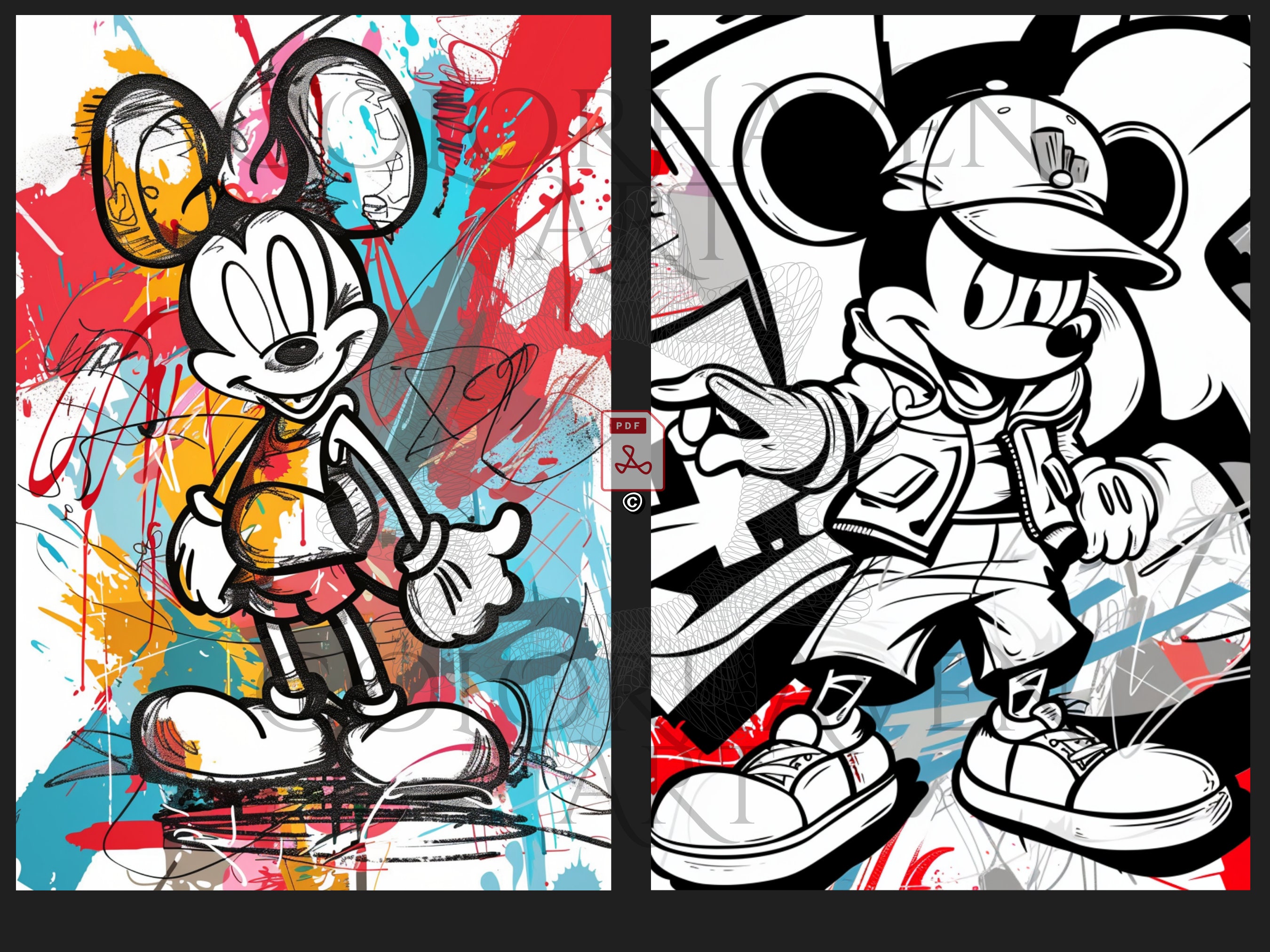 Mickey Mouse Graffiti Style free Coloring Book Colorful Designs ...