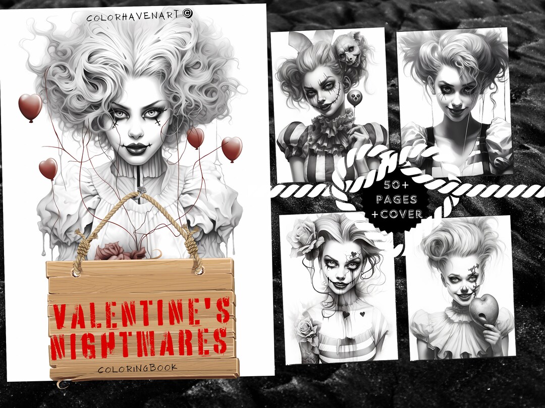 Valentine's Nightmares Horror Coloring Book Printable PDF, Instant ...