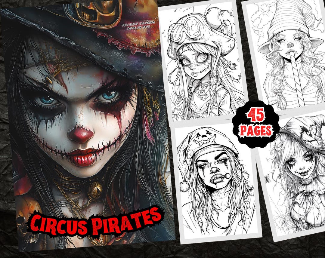 Circus Pirates Clown A4 Coloring Pages With Fantasy Coloring Book Adult ...