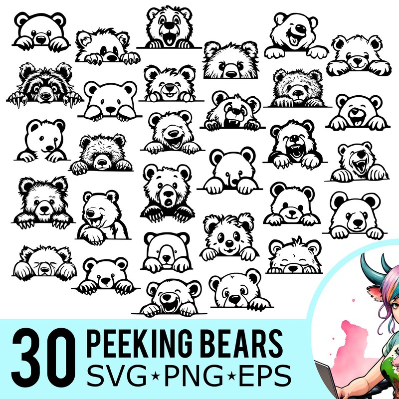Bear Face Svg - Etsy