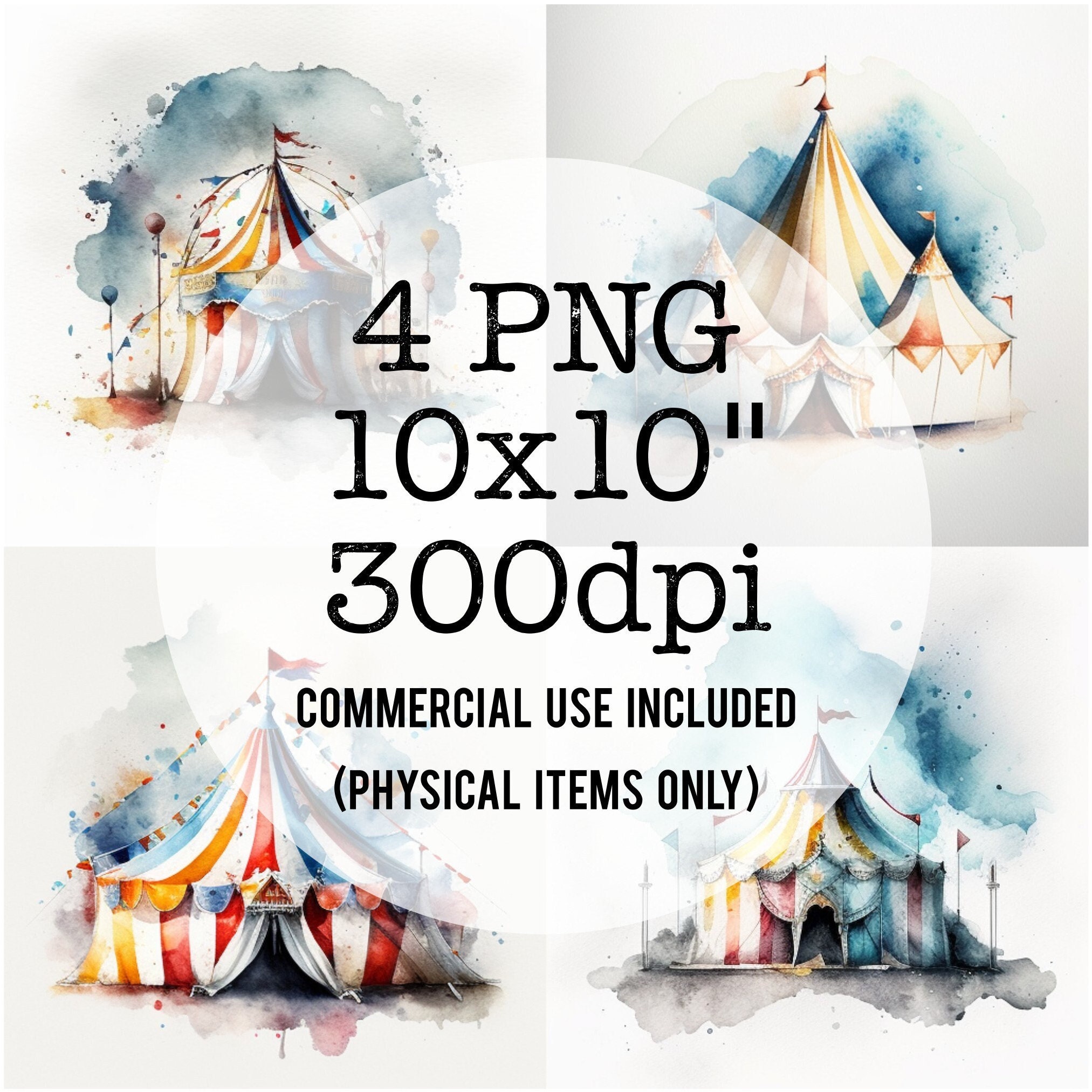 Circus Watercolor PNG Clipart Tent Portrait PNG Watercolour - Etsy