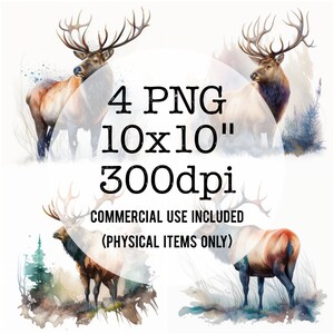 Elk Watercolor PNG Clipart, Deer Portrait PNG Watercolour, Instant ...