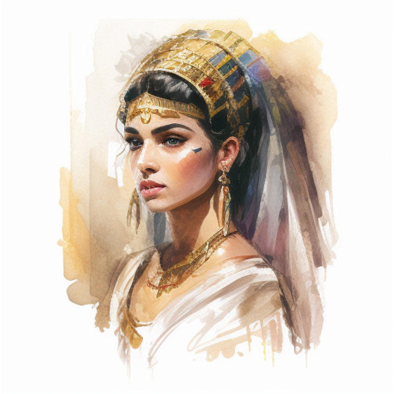 Cleopatra Watercolor PNG Clipart Queen of Egypt Portrait - Etsy