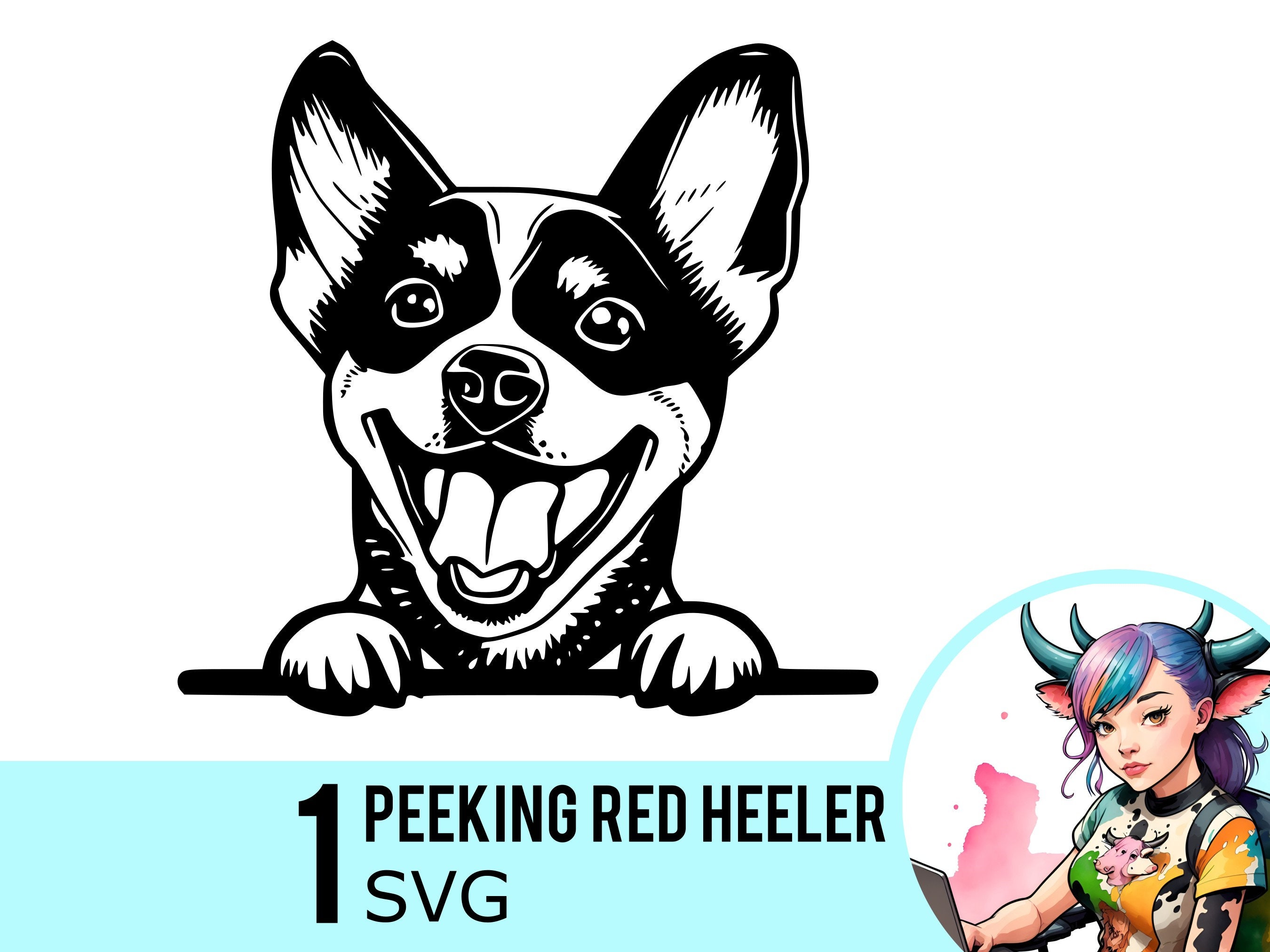 Peeking Red Heeler SVG Clipart Peeking Australian Cattle Dog - Etsy México