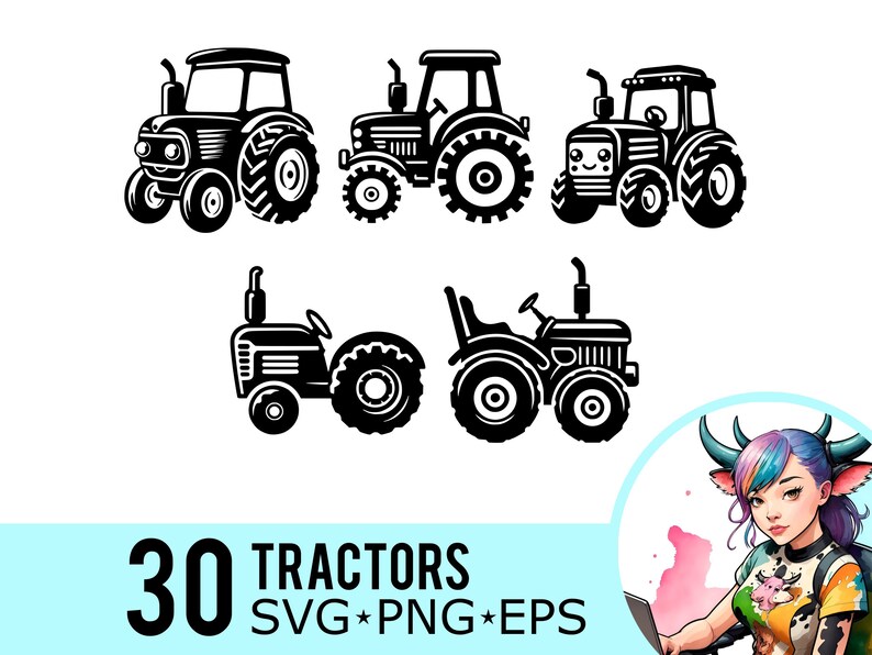 Tractor SVG Bundle: Farm Tractor Silhouette Clipart (30 Templates) - Etsy