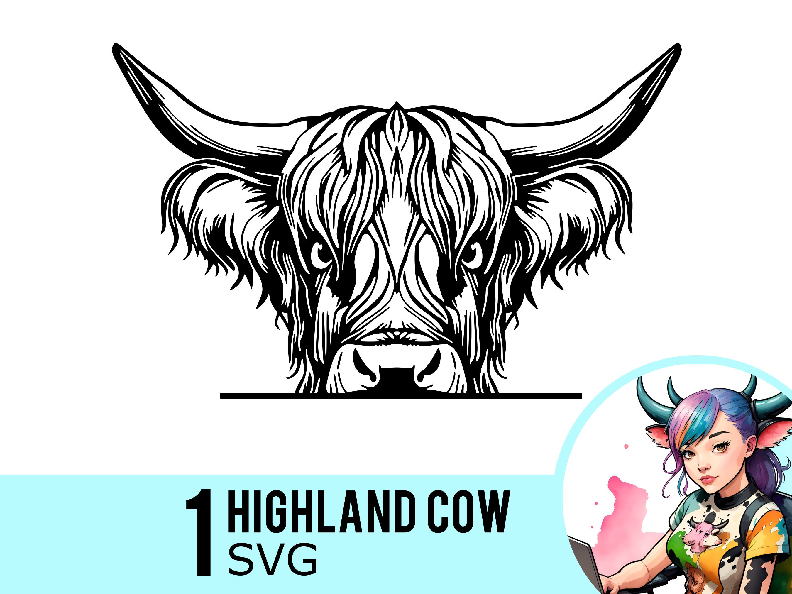 Highland Cow SVG Clipart Peeking Cow Svg Scottish Cow - Etsy