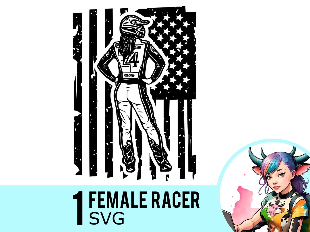 Female Racer Svg Clipart, Stock Car Racing Svg, USA Motor Sports Svg, T ...