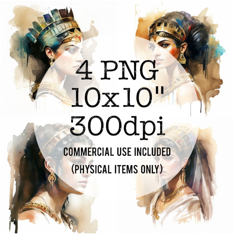 Cleopatra Watercolor PNG Clipart Queen of Egypt Portrait - Etsy