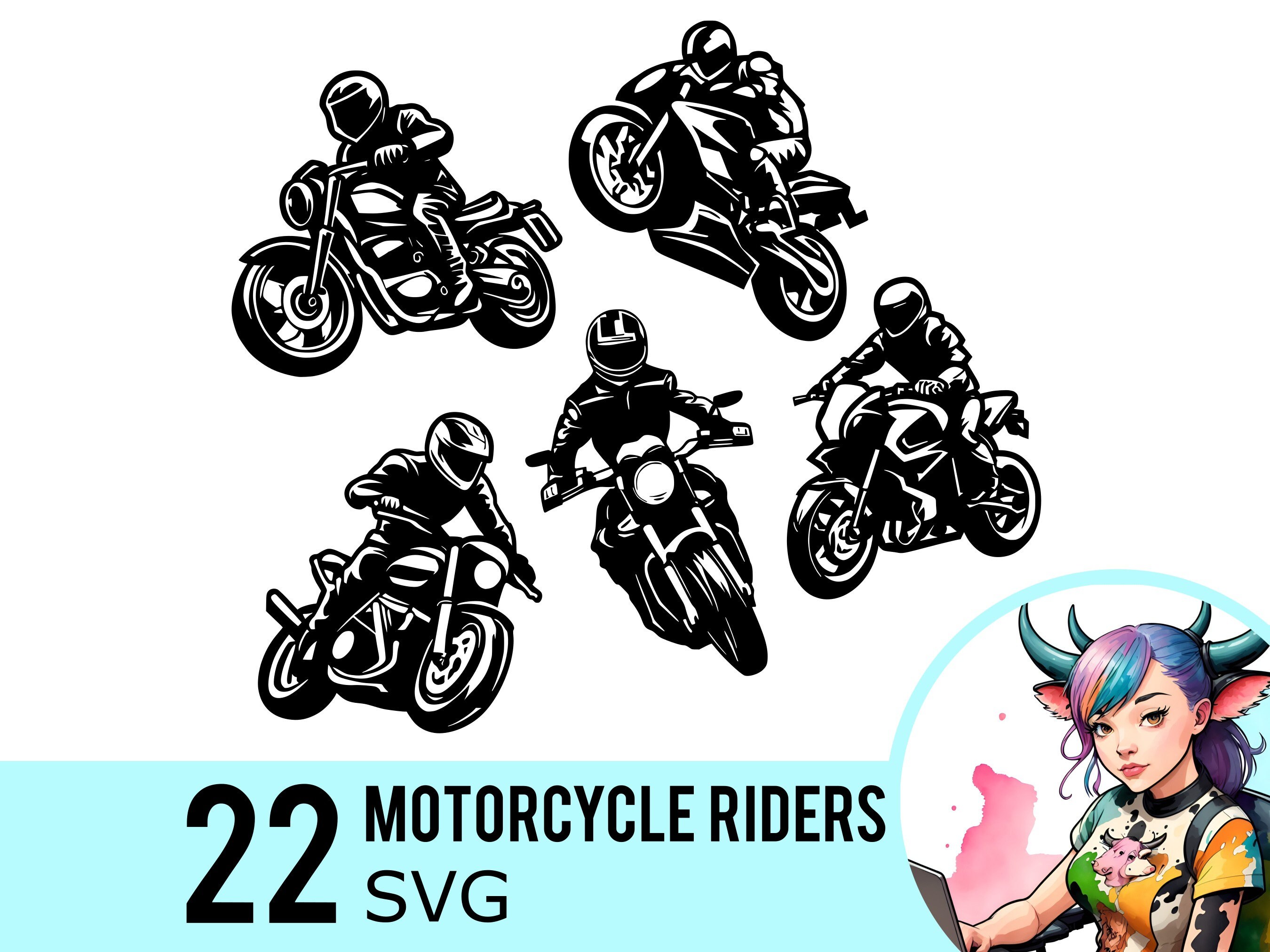 Motorcycle Rider SVG Clipart Motorbike Silhouette Motor Bike - Etsy