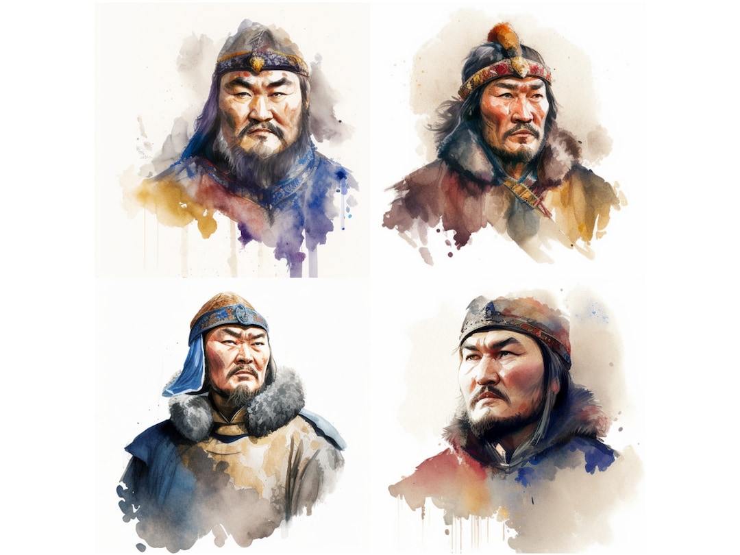Genghis Khan Watercolor PNG Clipart Chinggis Khan Portrait - Etsy