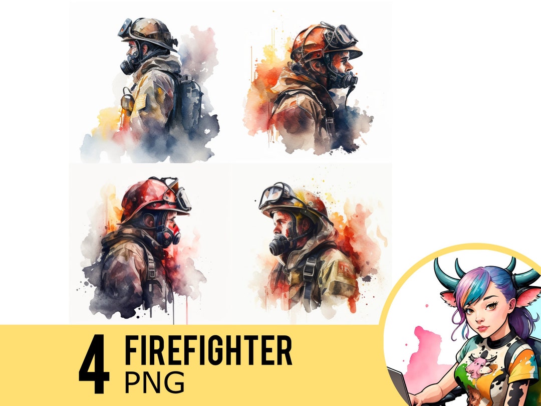Firefighter Watercolor PNG Clipart, Fireman Portrait PNG Watercolour ...