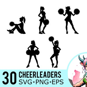 Cheerleader SVG PNG EPS Clipart, Cheer Leader Silhouette, Cheerleading ...