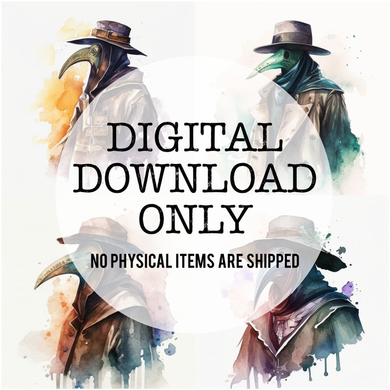 Plague Doctor Watercolor Clipart: Four PNG Images (commercial Use) - Etsy