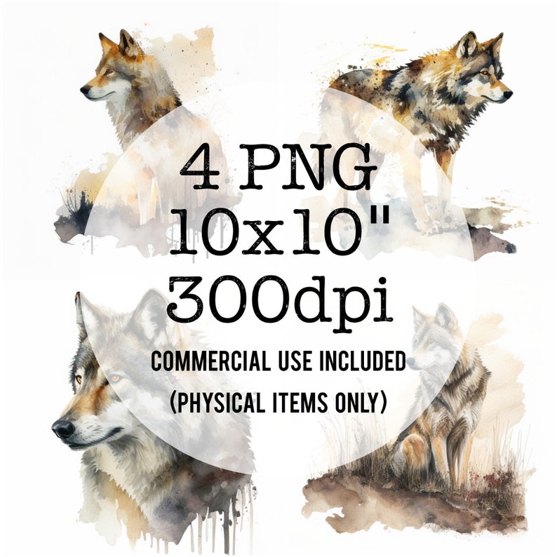 Wild Wolf Watercolor PNG Clipart Wolf Portrait PNG - Etsy