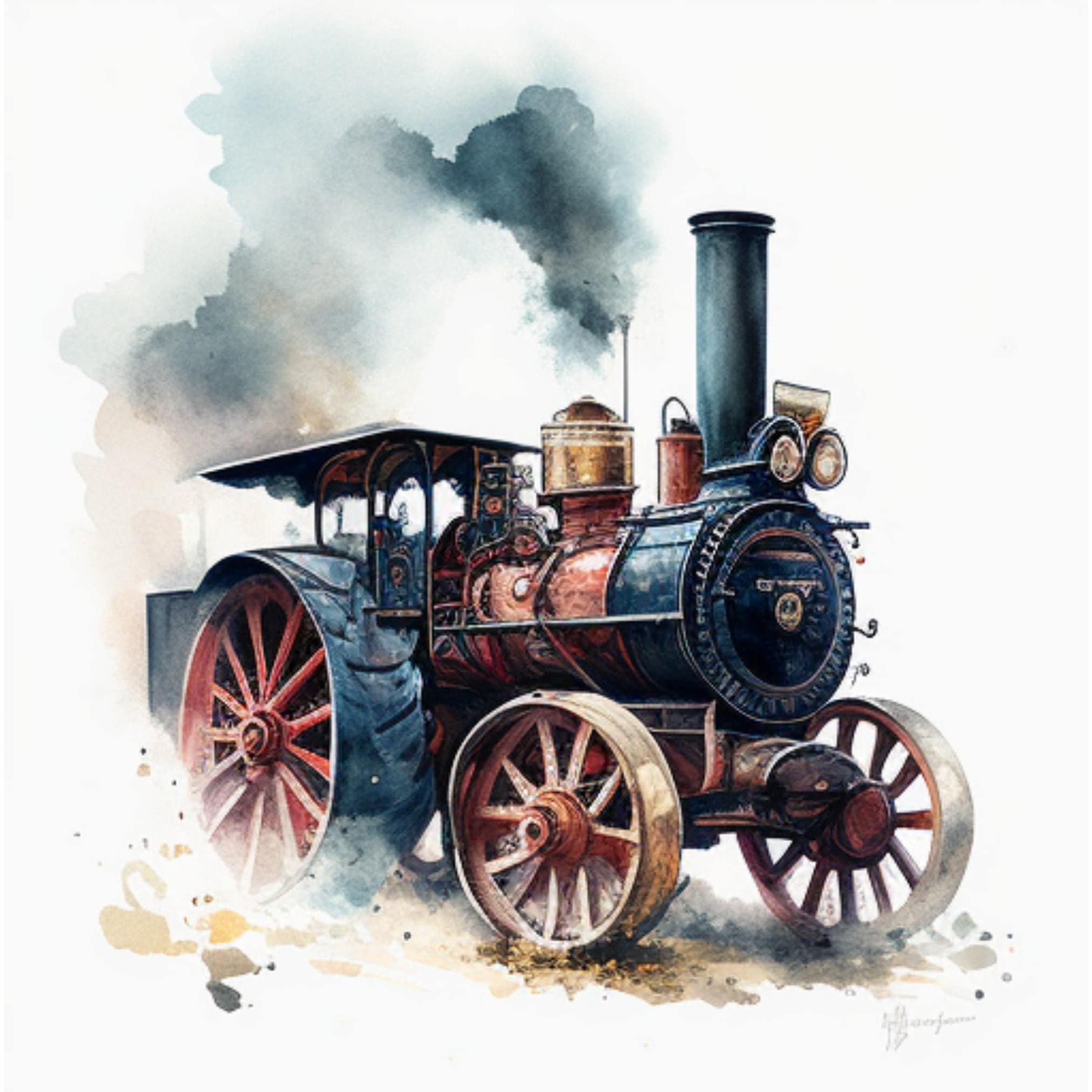 Traction Engine Watercolor PNG Clipart Steam Tractor Portrait - Etsy UK