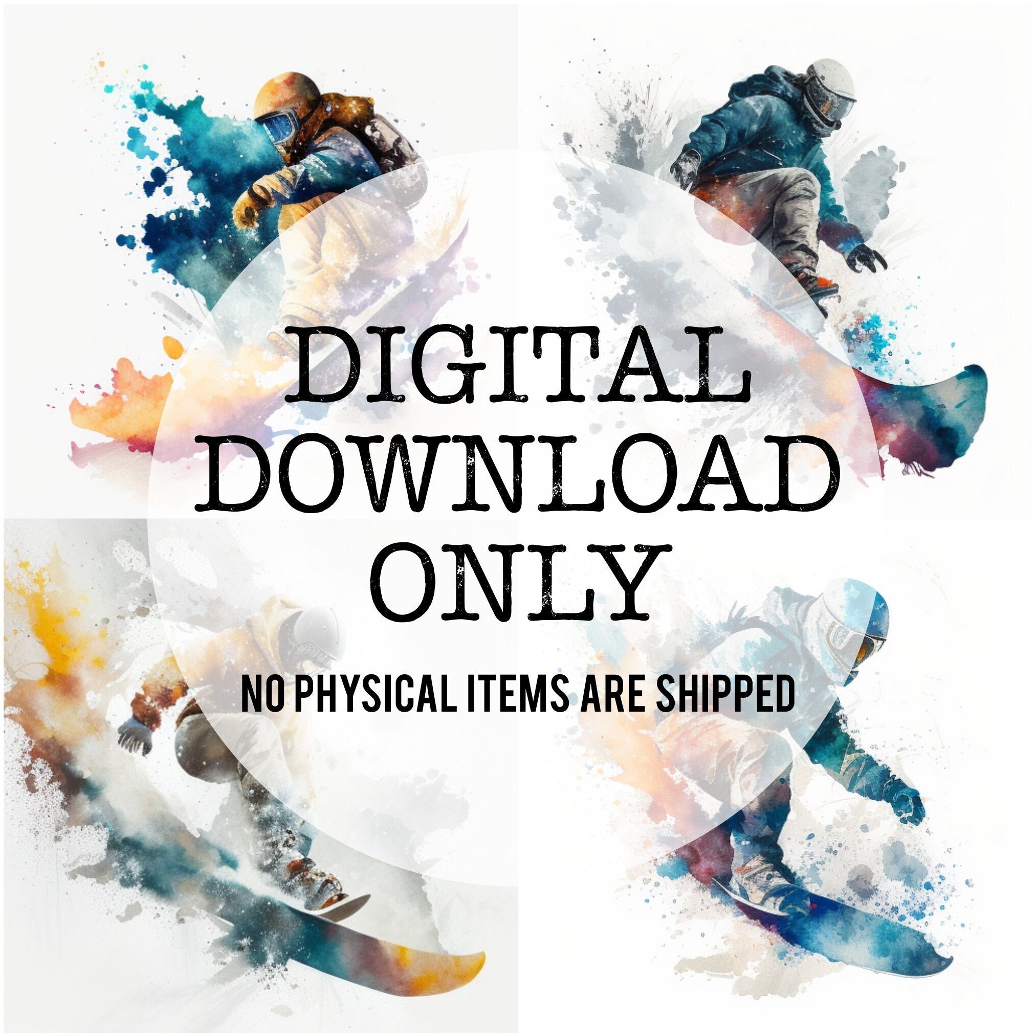 Snowboarding Watercolor Clipart: Four PNG Images (commercial Use) - Etsy